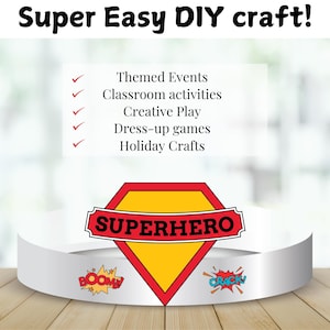 Superhero Paper Crown Template, Printable Paper Crown, Superhero Craft ...