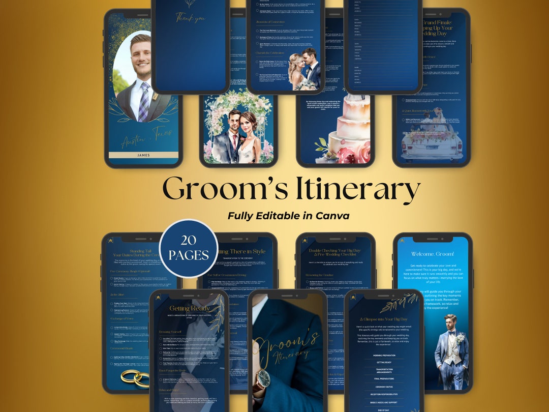 Groom's Editable Itinerary Template, Wedding Day Checklist for Groom's ...