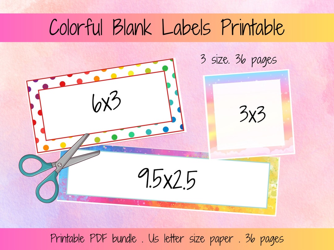 Rainbow Blank Editable Labels, Classroom Labels, Canva Template ...
