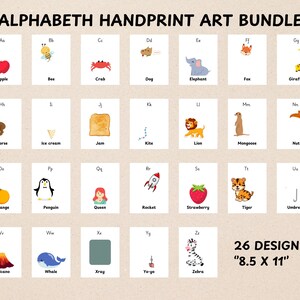 Animal Alphabet Handprint Art Craft Bundle, A-Z Alphabet Footprint Art ...