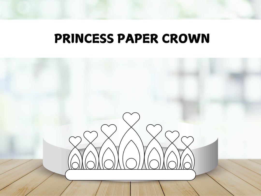 Princess Paper Crown, Princess Coloring Craft, Printable Kids Craft ...