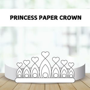 Princess Paper Crown, Princess Coloring Craft, Printable Kids Craft ...