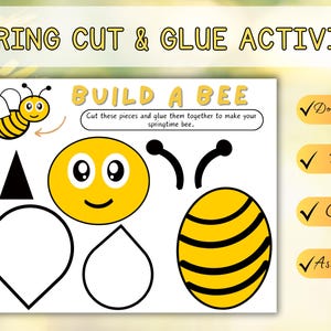 Spring Bee Cut and Glue Activity, Preschool Scissor & Fine Motor Skills ...