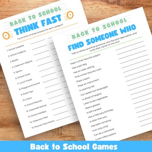 Back to School Printable Games Bundle, First Day of School Classroom ...