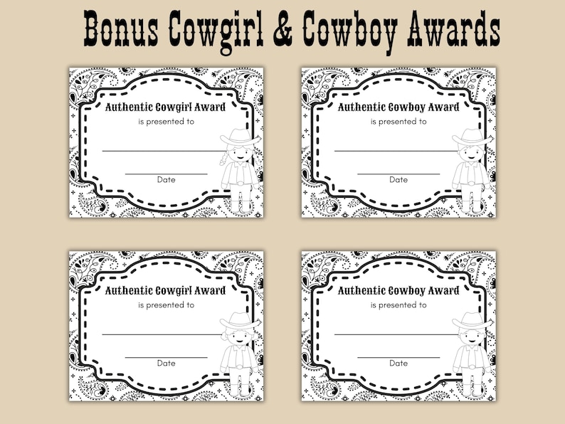 Wild West Cowboy Hat Paper Crowns and Rewards, Kids Coloring Craft ...