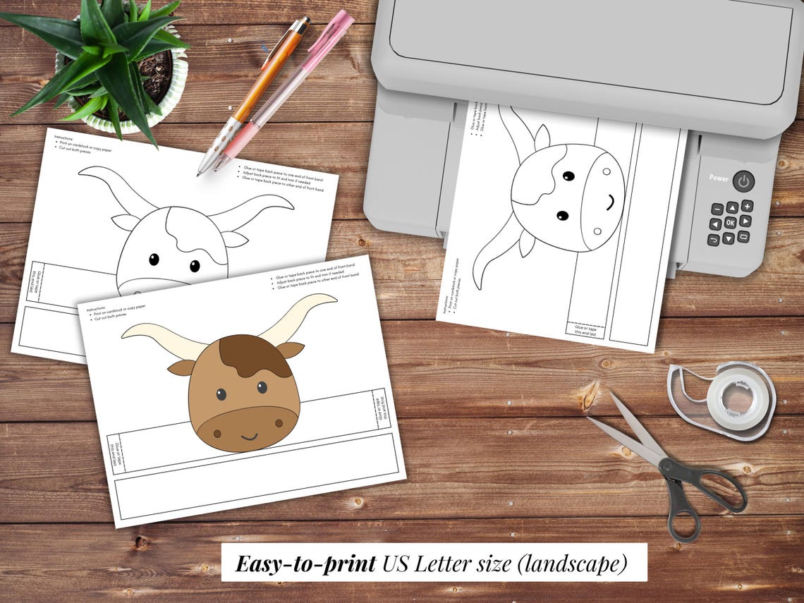 Longhorn Hat Paper Crown Craft, Coloring Cow Paper Craft, Wild West ...