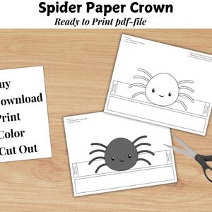 Spider Paper Crown Template, Halloween Printable Paper Crown, Halloween ...