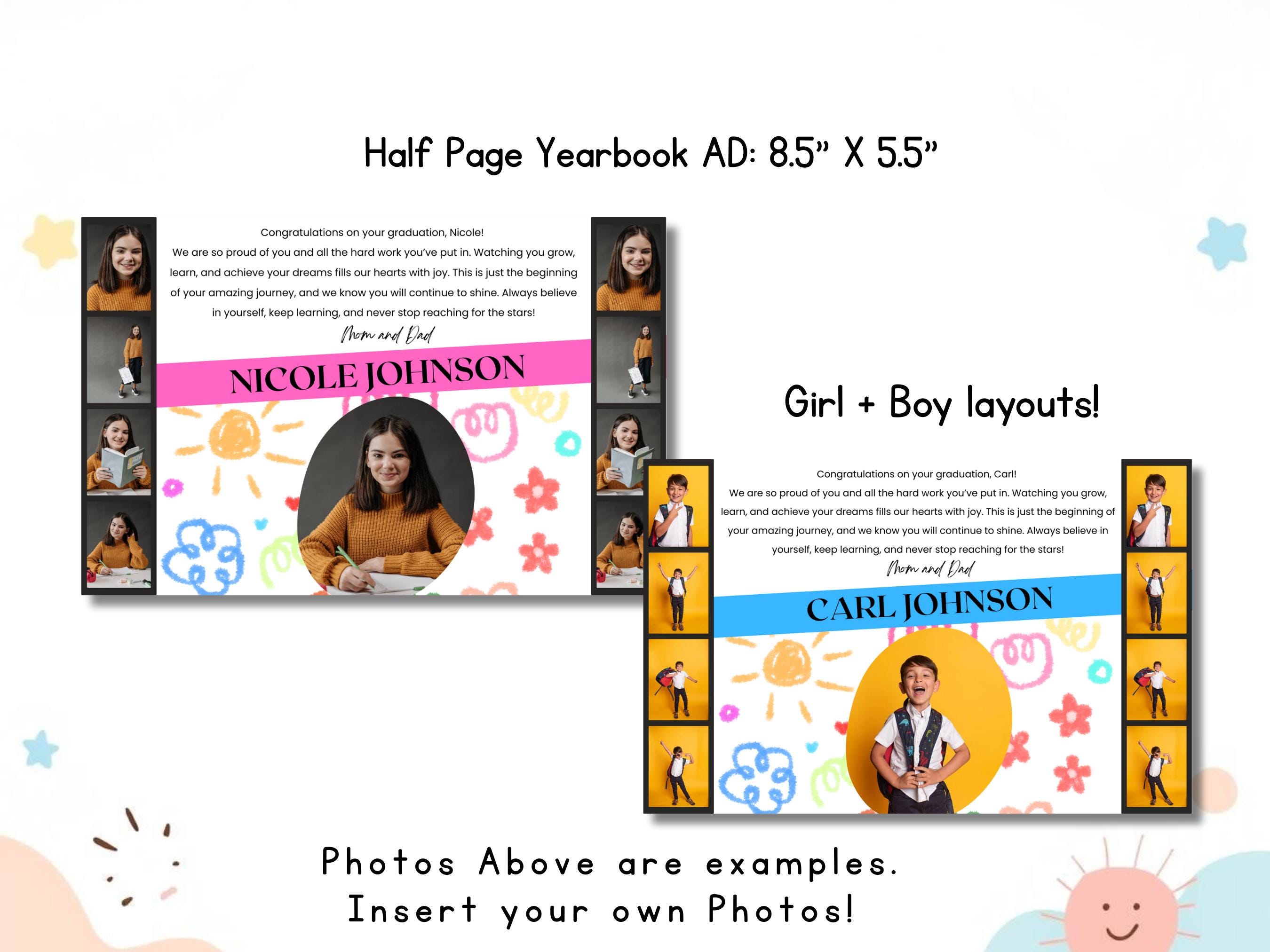 Elementary Yearbook Ad Template, Editable Half, Full, Quarter Page ...