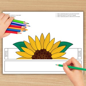Sunflower Paper Crown Template, Printable Paper Crown, Thanksgiving ...