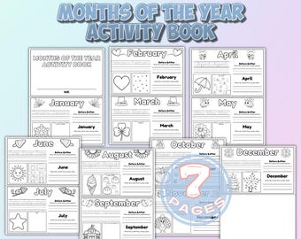 Months of the Year Activity Book for Kids, Tracing and Coloring ...