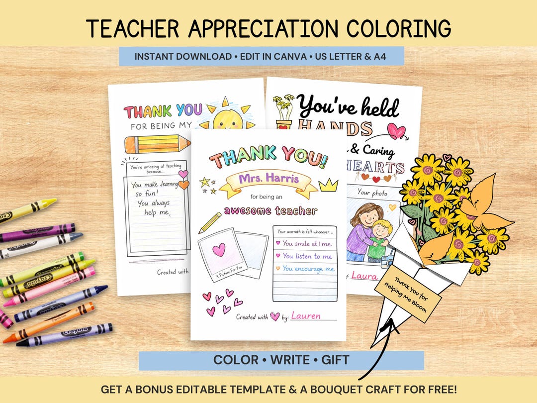 Teacher Appreciation Coloring Sheets Printable & Editable, Teacher ...