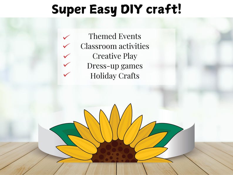 Sunflower Paper Crown Template, Printable Paper Crown, Thanksgiving ...