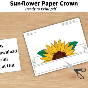 Sunflower Paper Crown Template, Printable Paper Crown, Thanksgiving ...