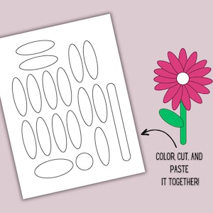 Build a Flower Cut & Paste Kid Craft, Flower Craft Printable Template ...