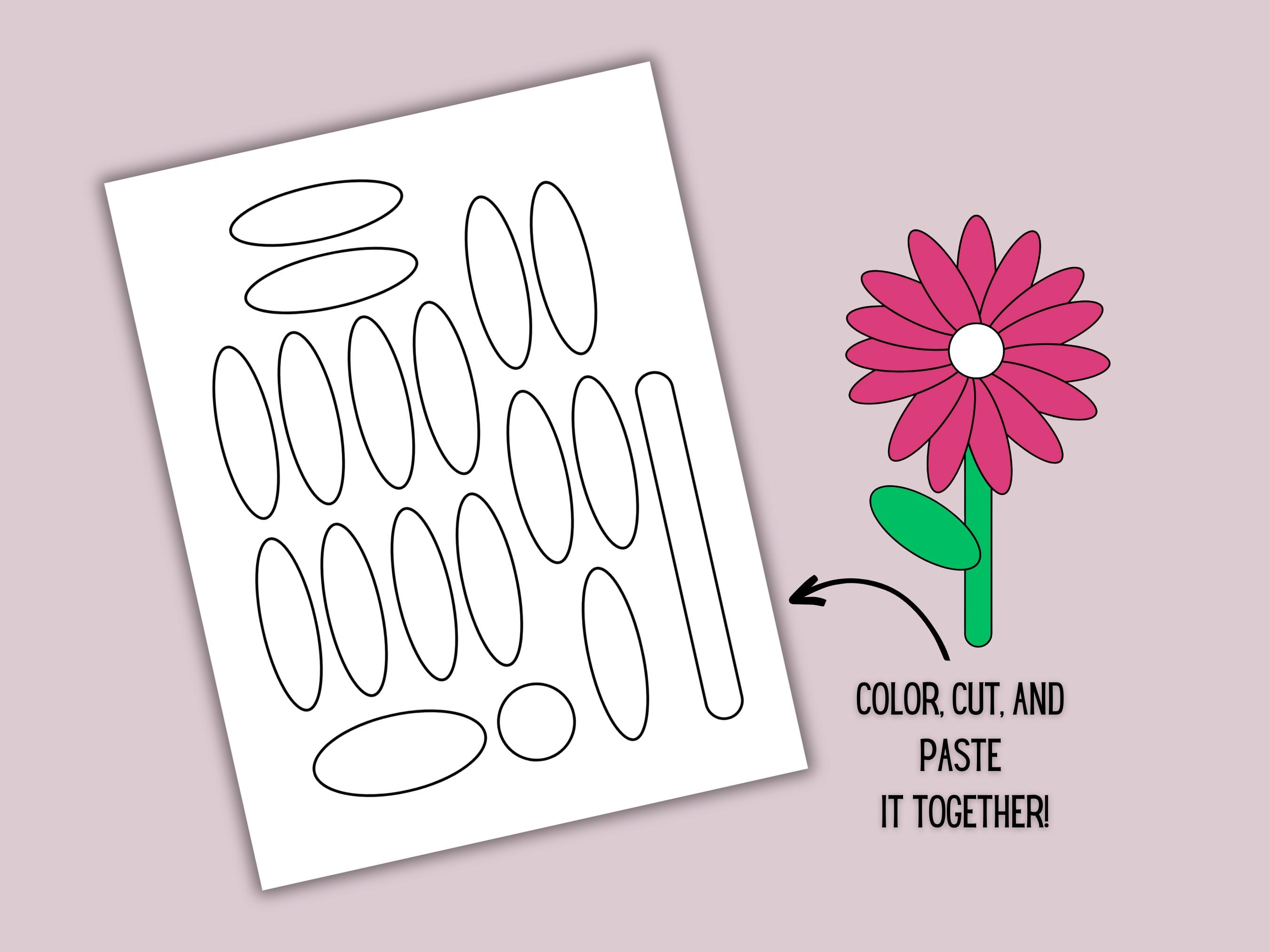 Build a Flower Cut & Paste Kid Craft, Flower Craft Printable Template ...