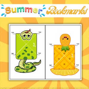 Summer Printable Bookmarks, Summer Crafts for Kids, Animal Bookmarks ...