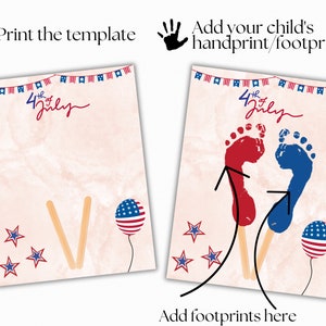 4th of July Footprint Art Craft, Memory Art Keepsake Independence Day ...