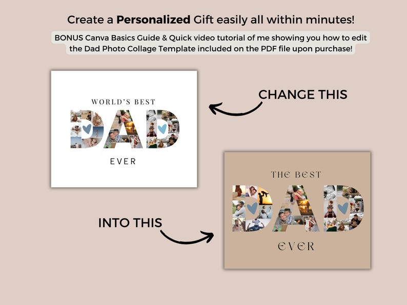 Worlds Best Dad Card, Dad Birthday Photo Collage Gift, Customizable Dad ...