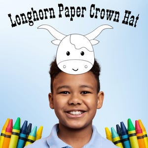 Longhorn Hat Paper Crown Craft, Cow Coloring Paper Crown Template, Wild ...