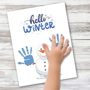 Snowman Handprint Craft Template, Winter Handprint Art Craft, Hello ...