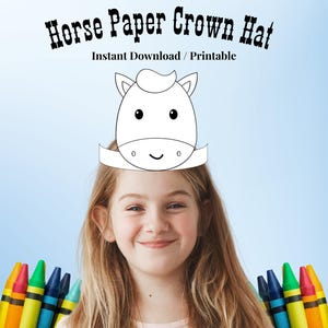 Horse Paper Hat Crown Craft, Horse Coloring Paper Crown Template, Wild ...