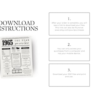 60th Birthday Newspaper Sign 1965, Printable Poster, 1965 the Year You ...