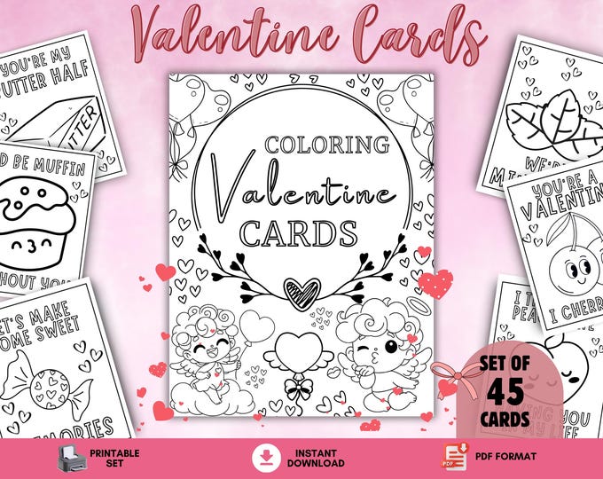 Printable Valentine's Day Coloring Cards - Cute Food Designs for Kids ...