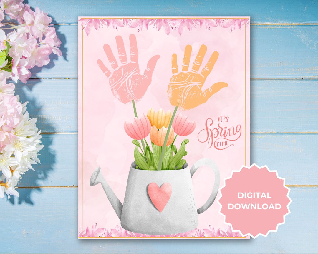 Spring Handprint Art Printable, Mother’s Day Craft for Preschool ...