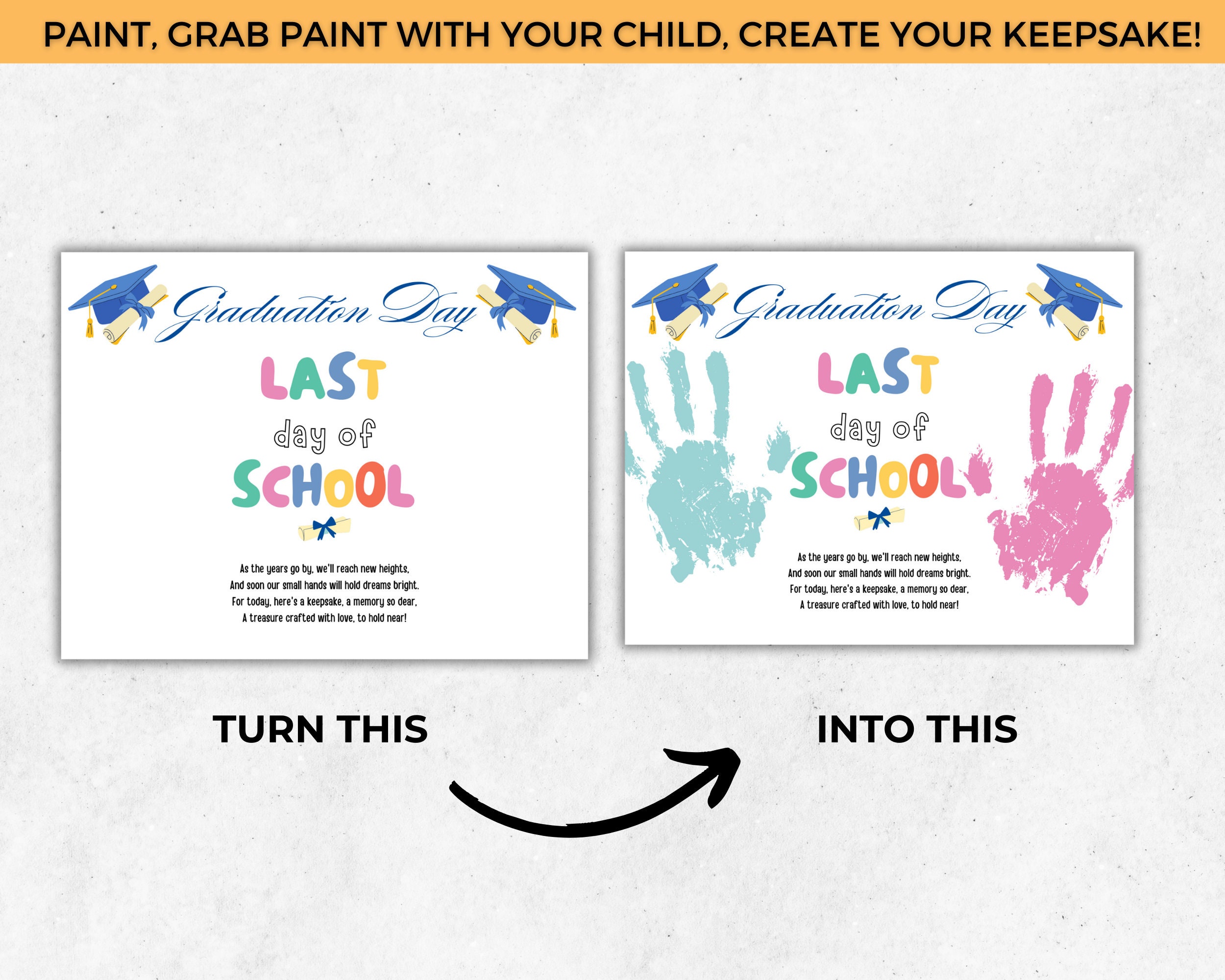 Last Day of School Handprint Art Crafts, Kindergarten Preschool ...