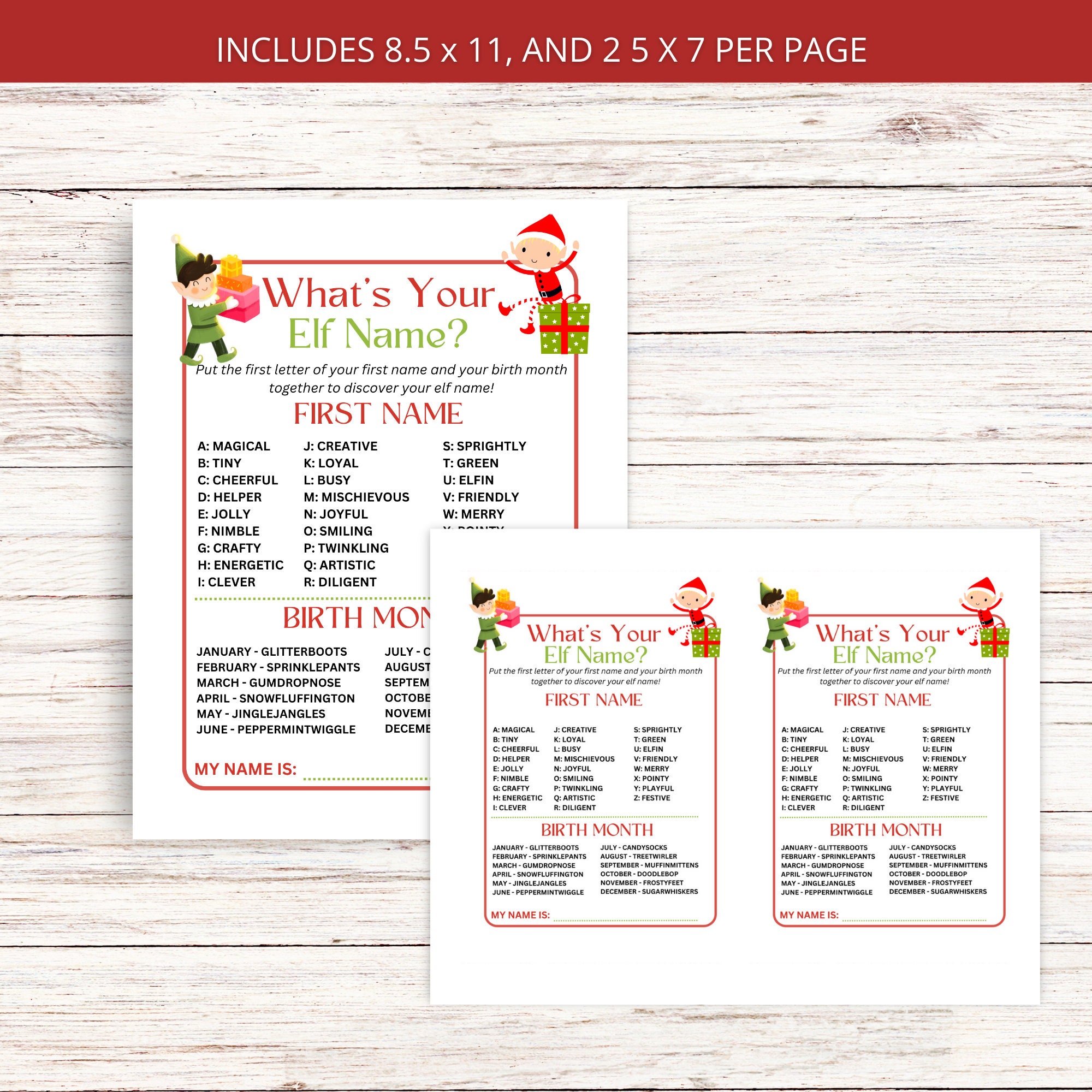 What's Your Elf Name Printable Game, Christmas Your Elf Name Game ...