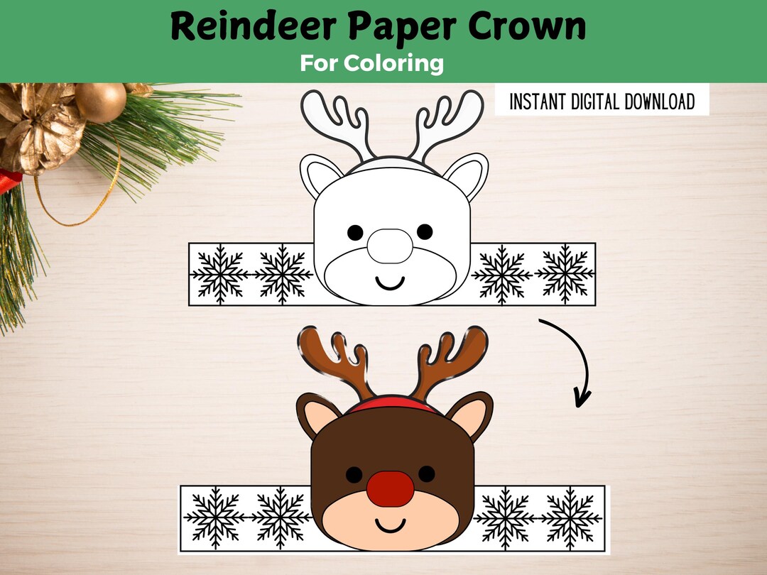 Rudolph Paper Crown Template | Reindeer Printable | Winter Holiday ...