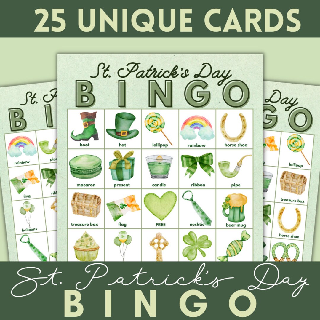 Printable St Patrick's Day Bingo Games, St Patrick's Day Party Games ...