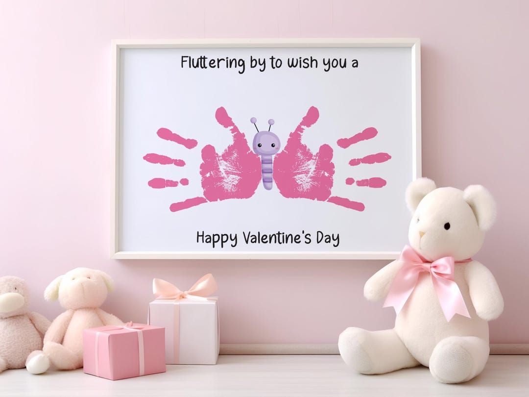 Butterfly Valentine Handprint Art Printable, Handprint Craft for Kids ...