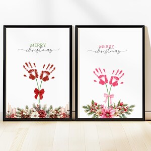 Merry Christmas Handprint Art Set, Handprint Craft Template, Printable ...