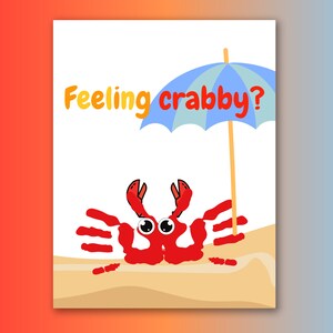 Summer Crab Handprint Art Craft for Toddlers, Crab Handprint Printable ...