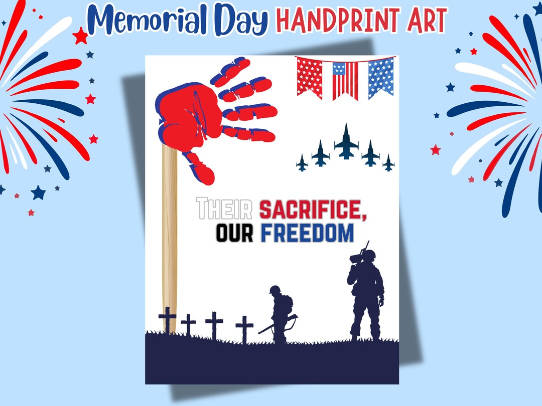 Memorial Day Handprint Craft, Patriotic Handprint Art, Baby Keepsake ...