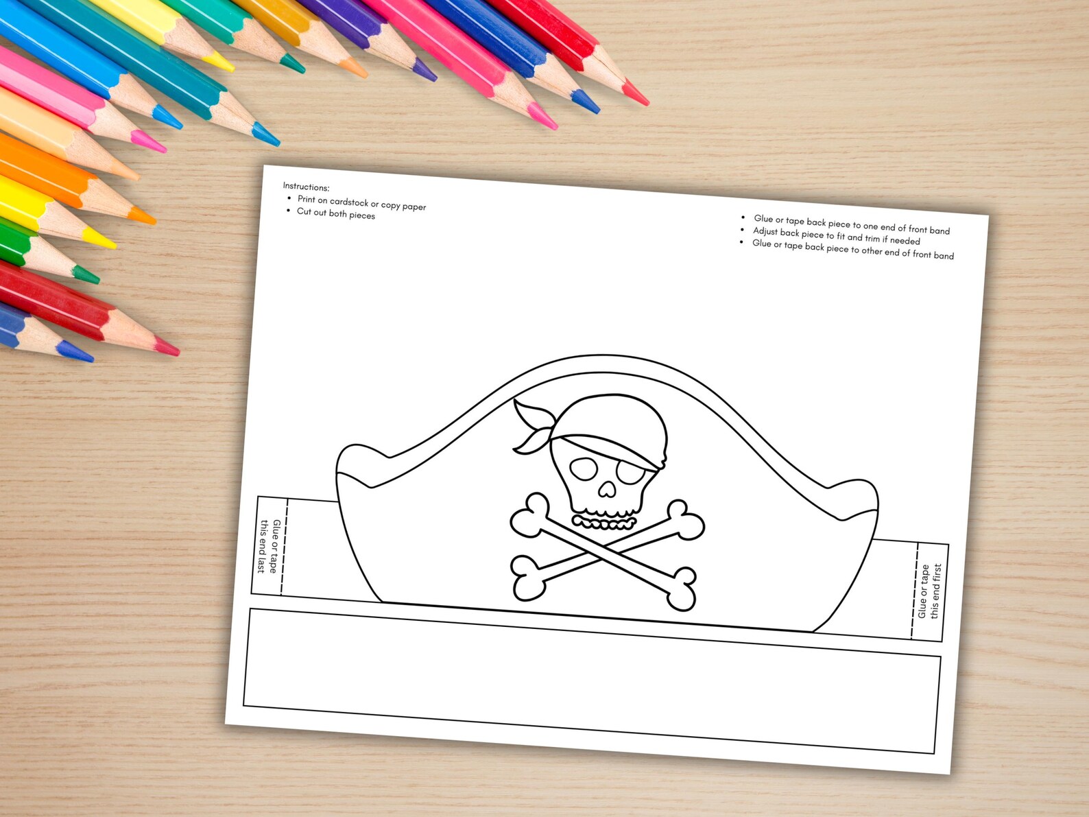 Pirate Hat Paper Crown Template, Printable Paper Crown, Pirate Party ...