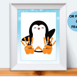 Penguin Handprint Art Craft, Printable Winter Handprint Craft Template ...