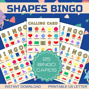 Shapes and Colors Bingo Cards, Back to School Bingo, Educational ...