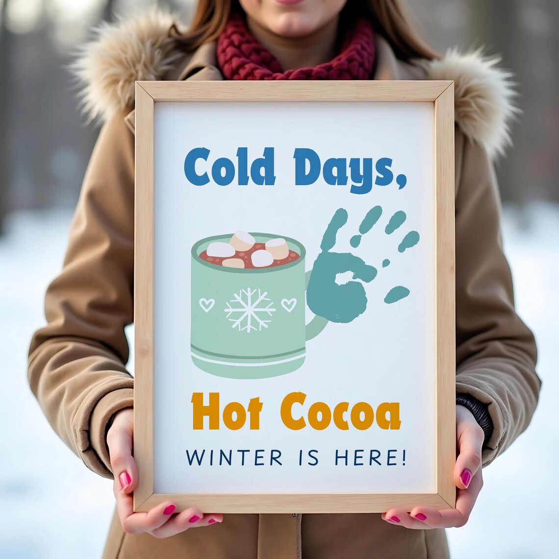 Hot Chocolate Handprint Craft Template, Printable Winter Handprint Art ...