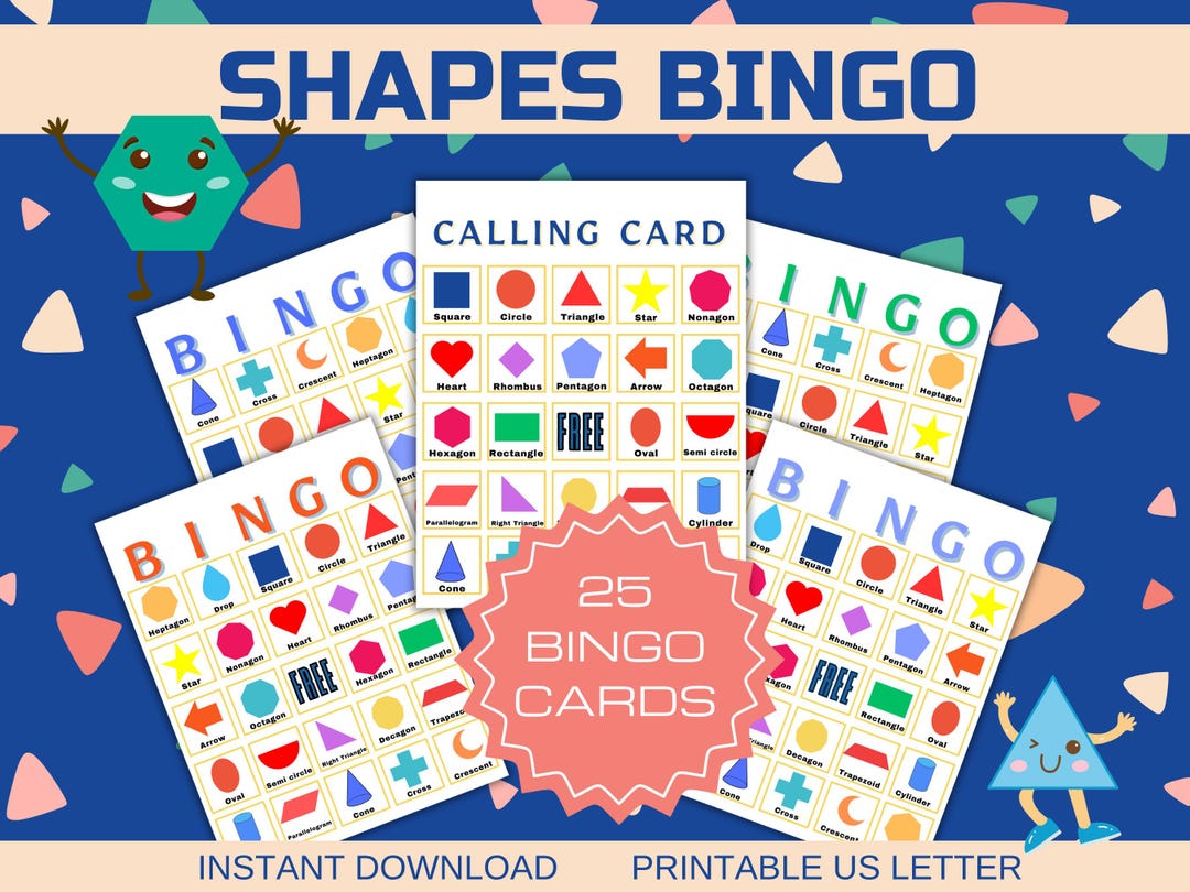 Shapes & Colors Bingo Cards, Back to School Bingo, Educational ...