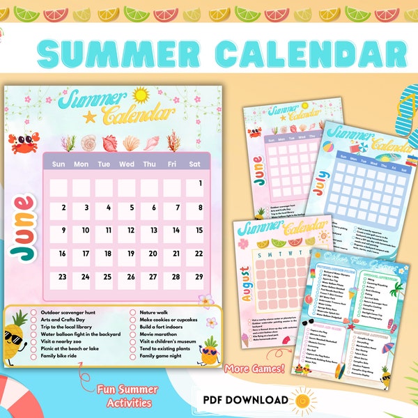 Summer Calendar - Etsy