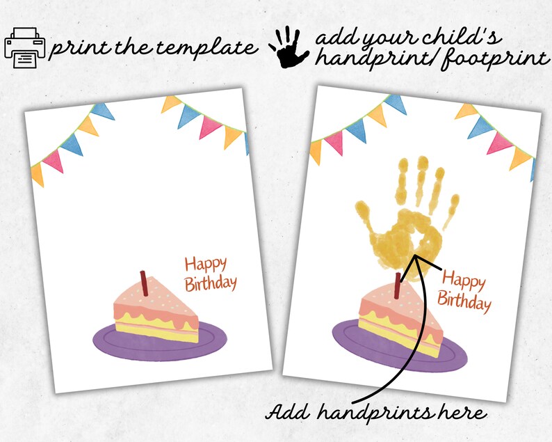 Printable Happy Birthday Handprint Art, Custom Birthday Gift, Baby ...