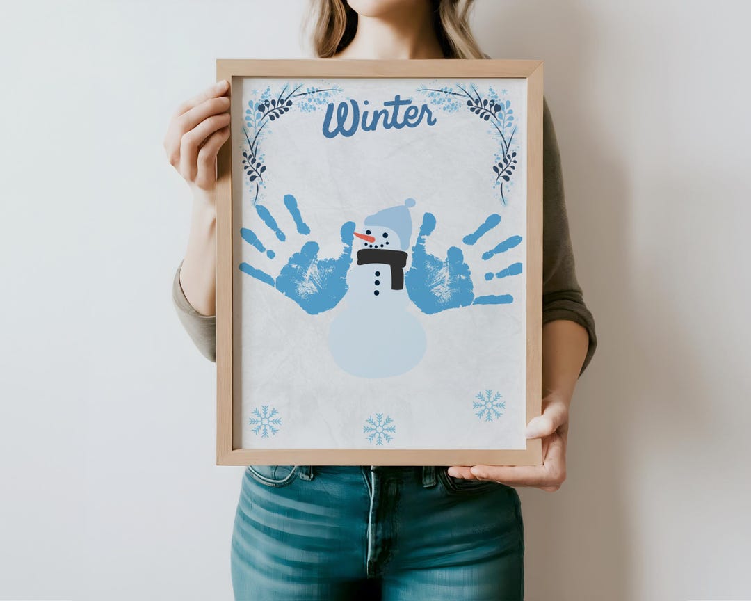 Winter Handprint Art Craft, Memory Baby Art Snowman Keepsake, Preschool ...