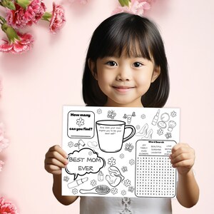 Mothers Day Activity Placemat, Kids Coloring Page Crafts, Mothers Day ...