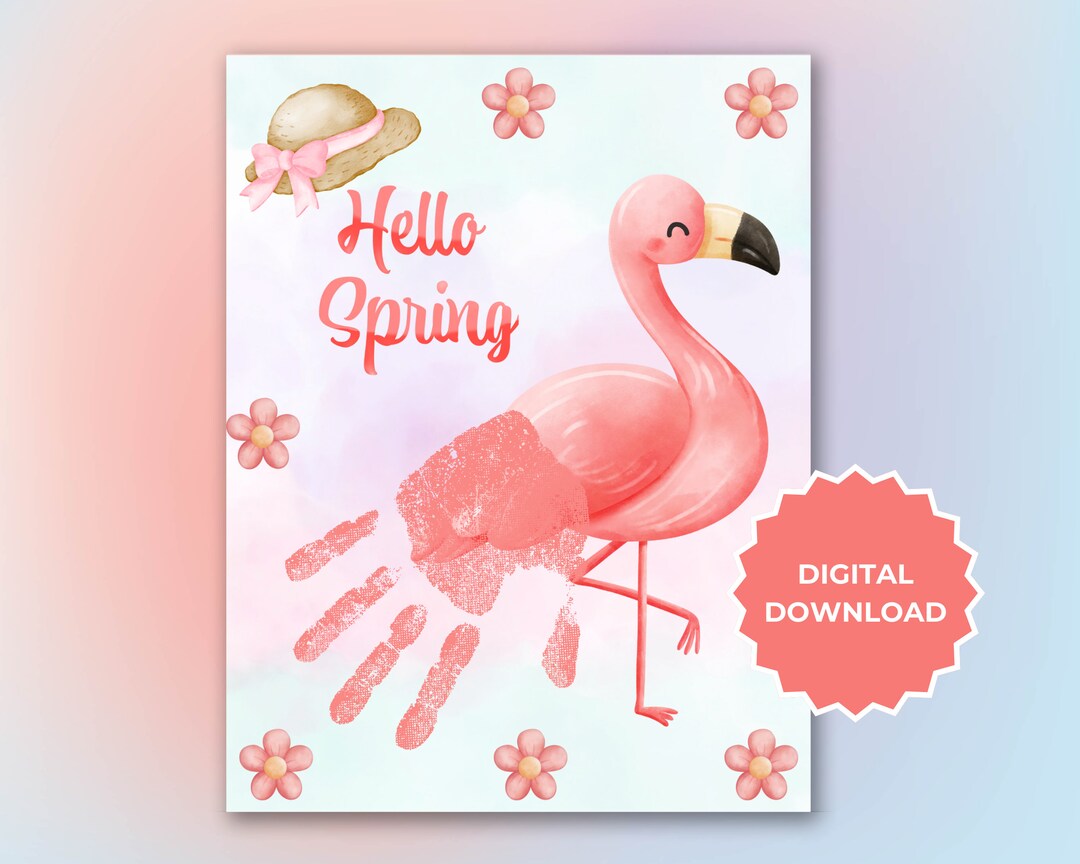 Spring Handprint Art Craft, Spring Flamingo Handprint Art, Preschool ...