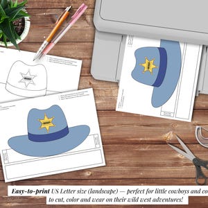 Sheriff Hat Paper Crown, Coloring Page Craft Printable Kids Paper Craft ...