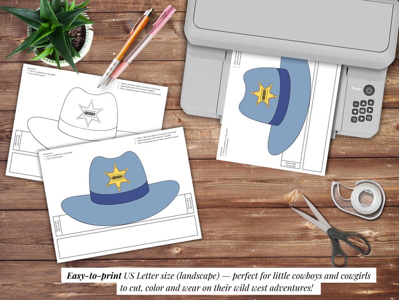 Sheriff Hat Paper Crown, Coloring Page Craft Printable Kids Paper Craft ...