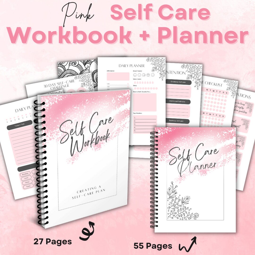 Pink Self Care Planner & Workbook Printable, Self Care Checklist ...