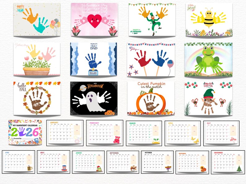 2026 Handprint Calendar Printable, Landscape Handprint Craft Bundle ...